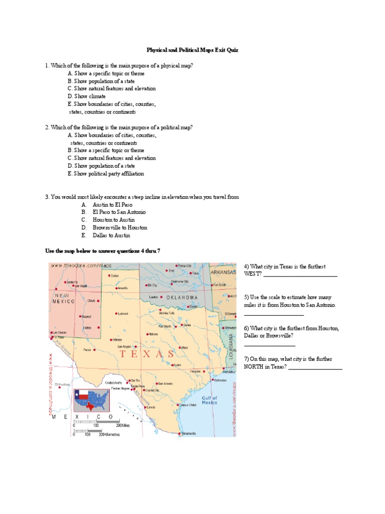 Political vs Physical Maps Quiz | PDF