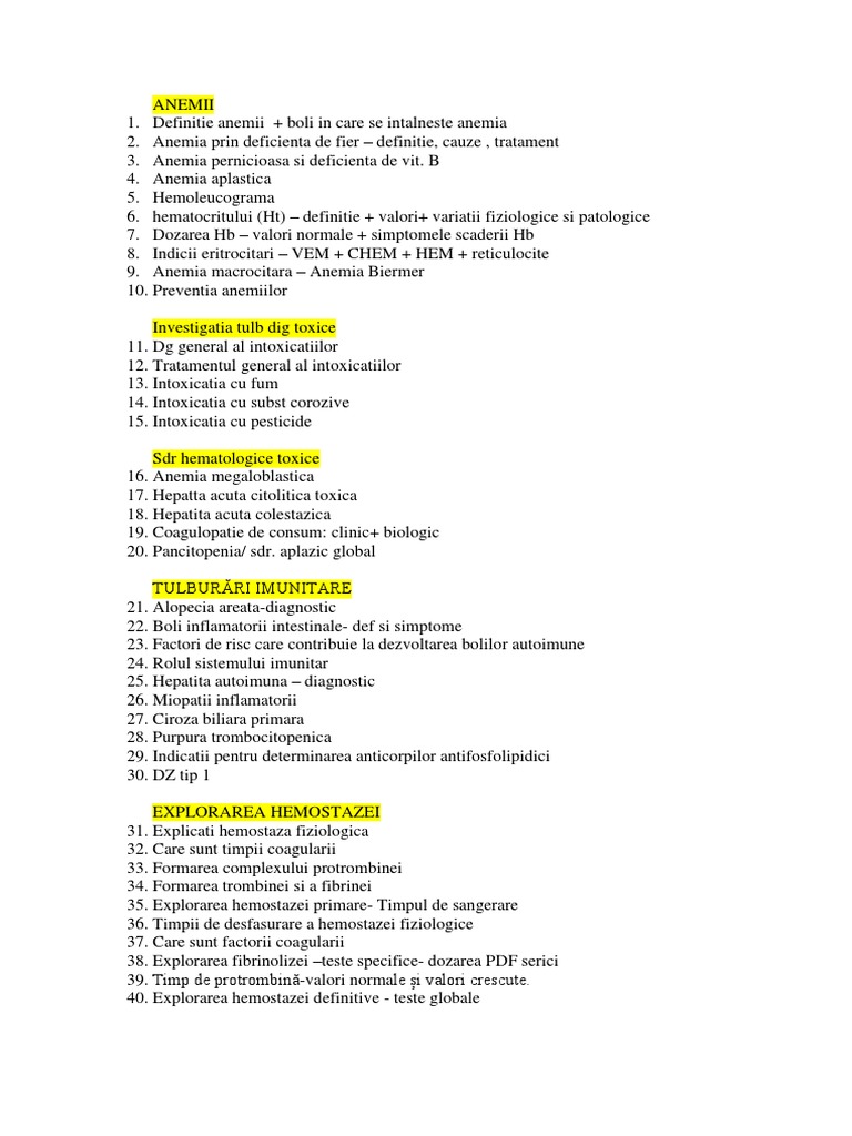 Subiecte Fiziopatologie Colocviu | PDF