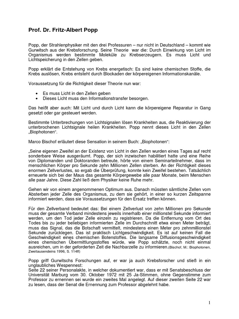Prof DR Fritz Albert Popp | PDF