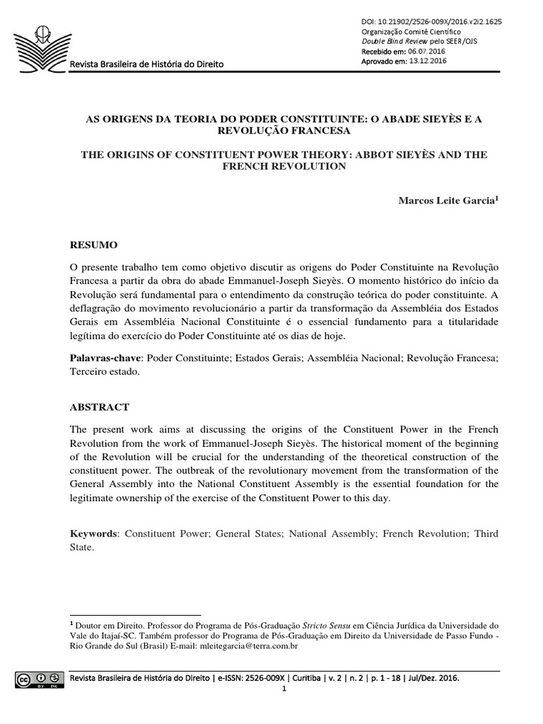 Marcos Leite Garcia. As Origens Da Teoria Do Poder Constituinte | PDF | Teorias sociológicas ...