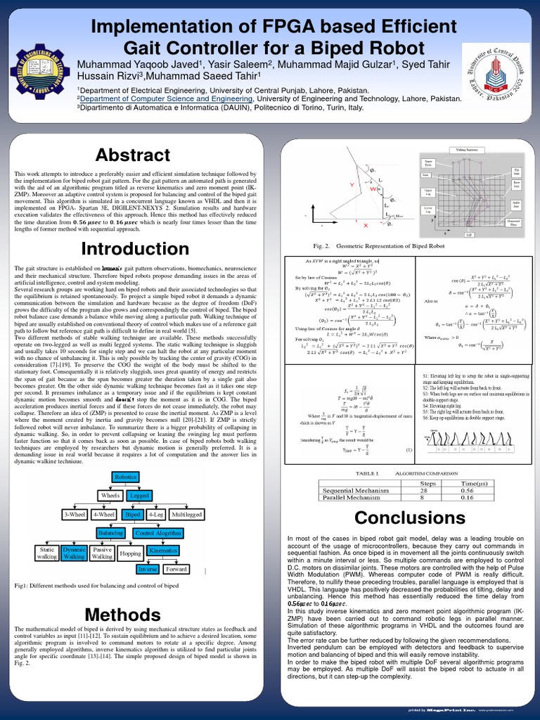 Implementation Of Fpga Based Efficient Gait Controller For A Biped Robot Pdf Walking