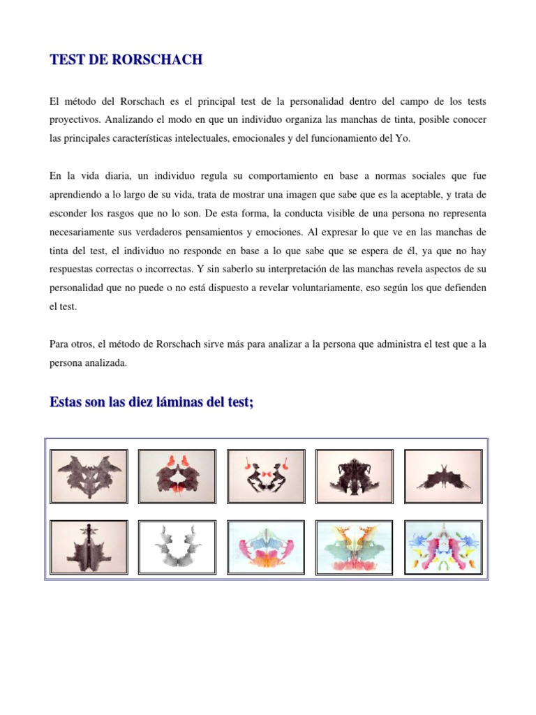 Test de Rorschach - Compilado Personal | PDF | Color | Homo Sapiens