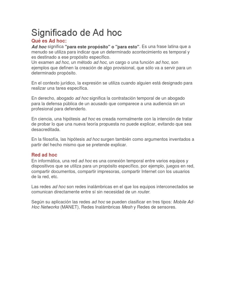 Significado de Ad Hoc | PDF