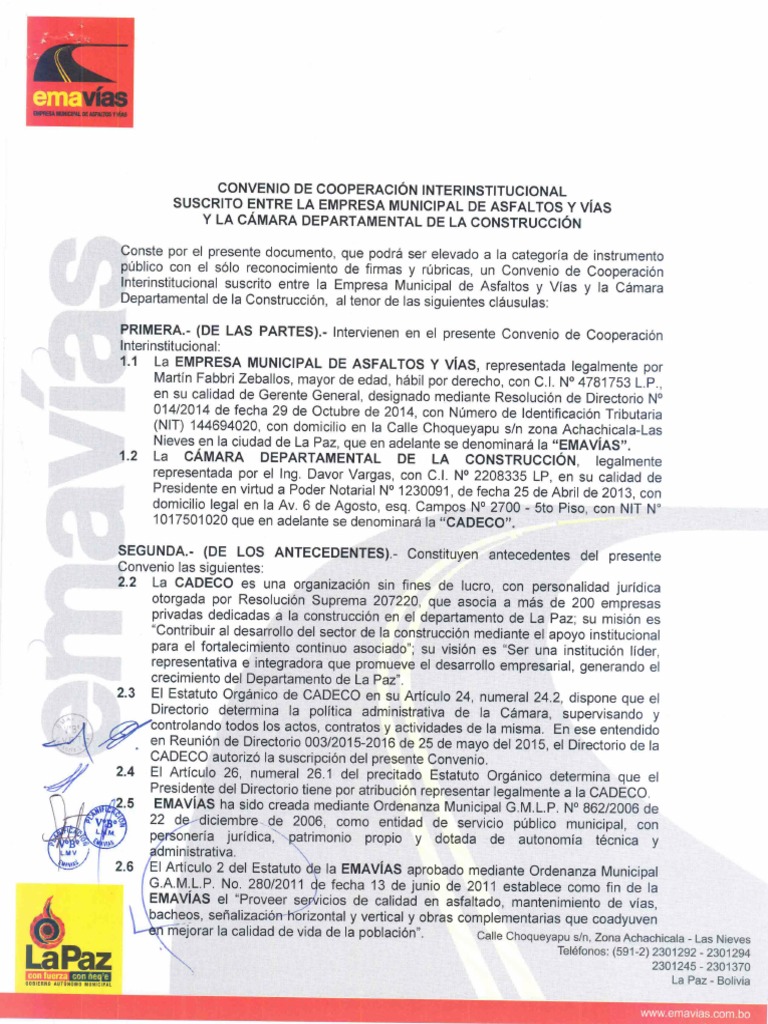 Convenio CADECO | PDF