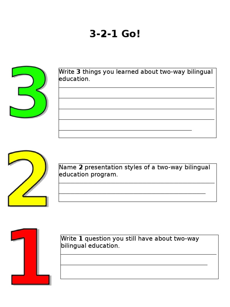 Write 3 Things You Learned About Two-Way Bilingual Education | PDF ...