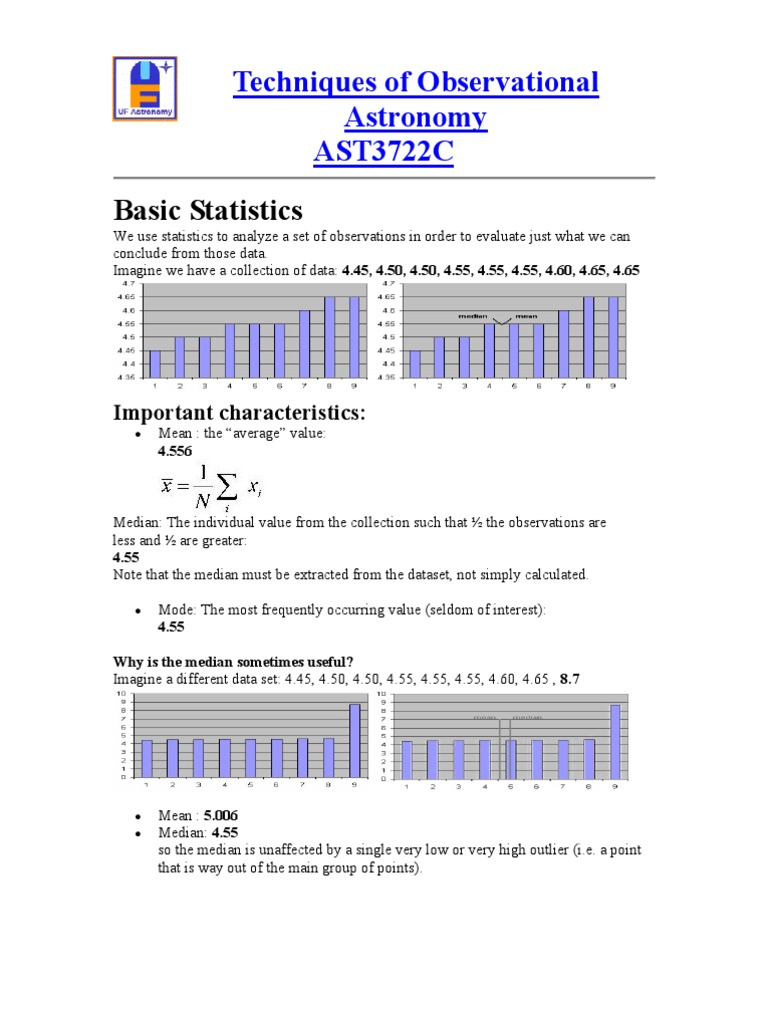 Basic Statistics: Techniques of Observational Astronomy AST3722C | PDF ...