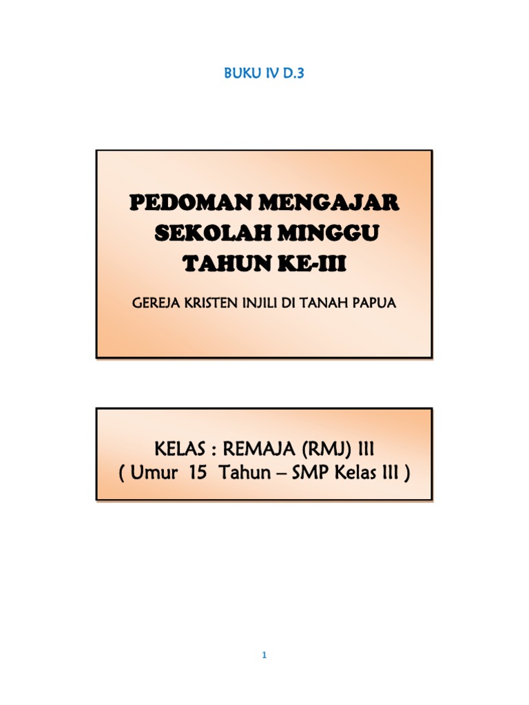 PEDOMAN MENGAJAR KELAS RMJ 3. (Repaired) | PDF
