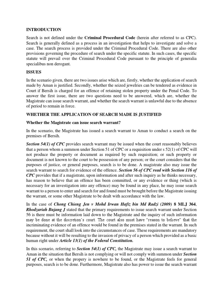 Search and Seizure Criminal Procedural Code | PDF | Search And Seizure ...