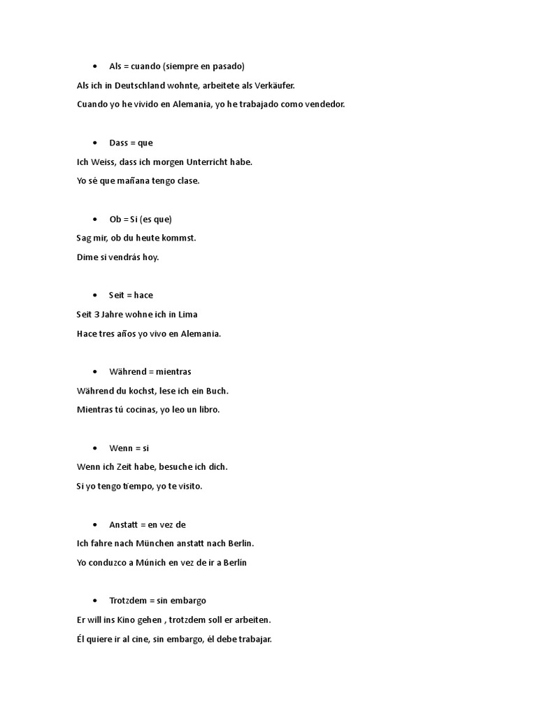 Conectores en alemán: Uso y ejemplos | PDF
