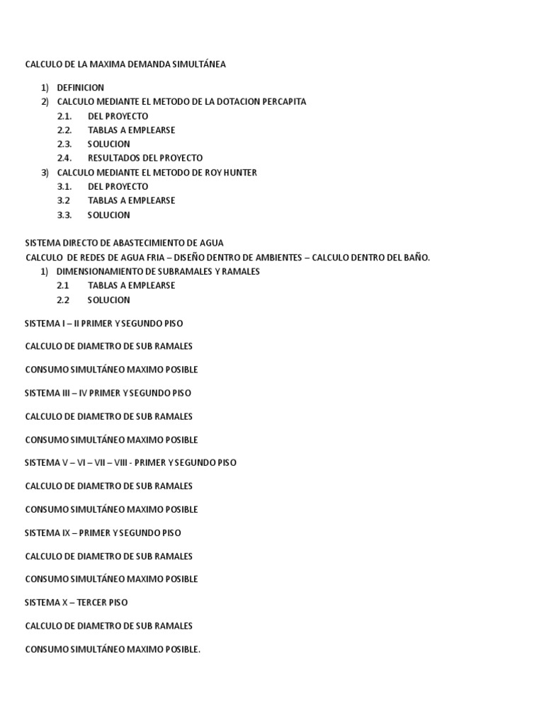Calculo de La Maxima Demanda Simultánea | PDF | Baño | Tap (Válvula)