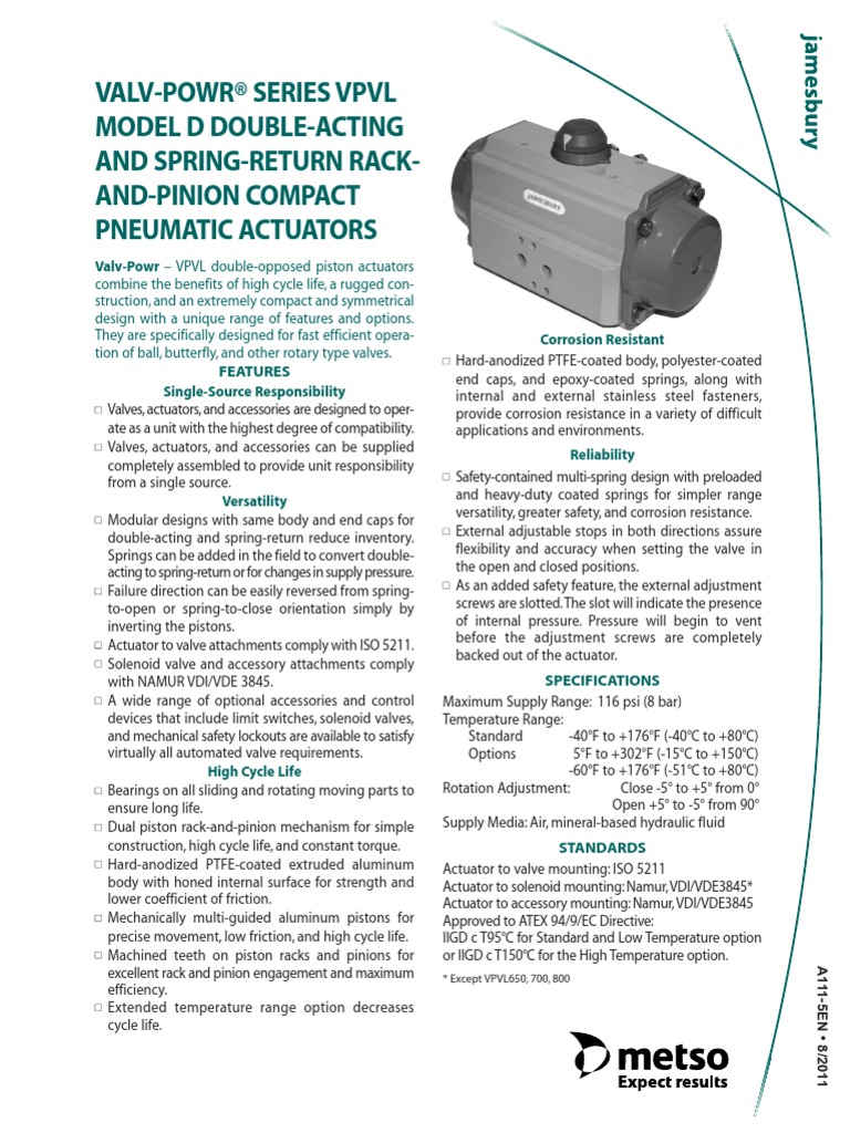 Valv-Powr® Series VPVL Model D Double-Acting and Spring-Return Rack-And ...