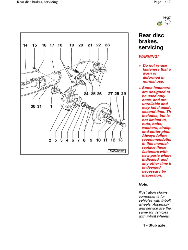 VW GOLF 3 Rear Disc Brakes | PDF | Brake | Motor Vehicle