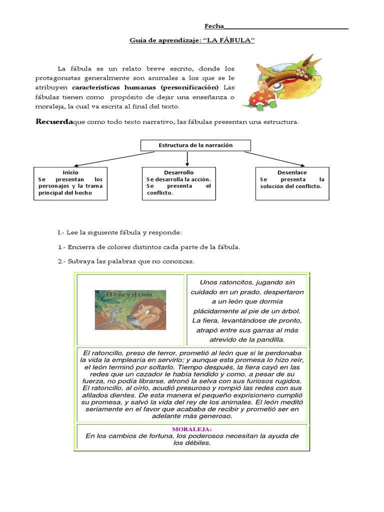 Guia De La Fabula Pdf Pdf Fábula León