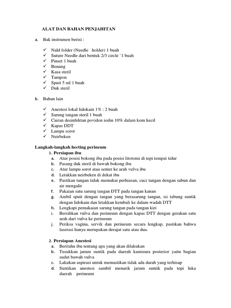 Teknik Hecting Perineum | PDF | Kesehatan Holistik | Gaya Hidup