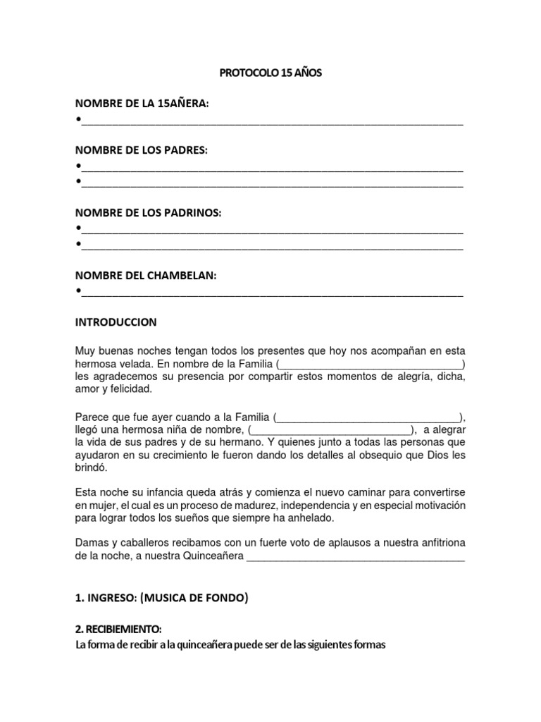 Protocolo 15 Años | PDF | Ocio