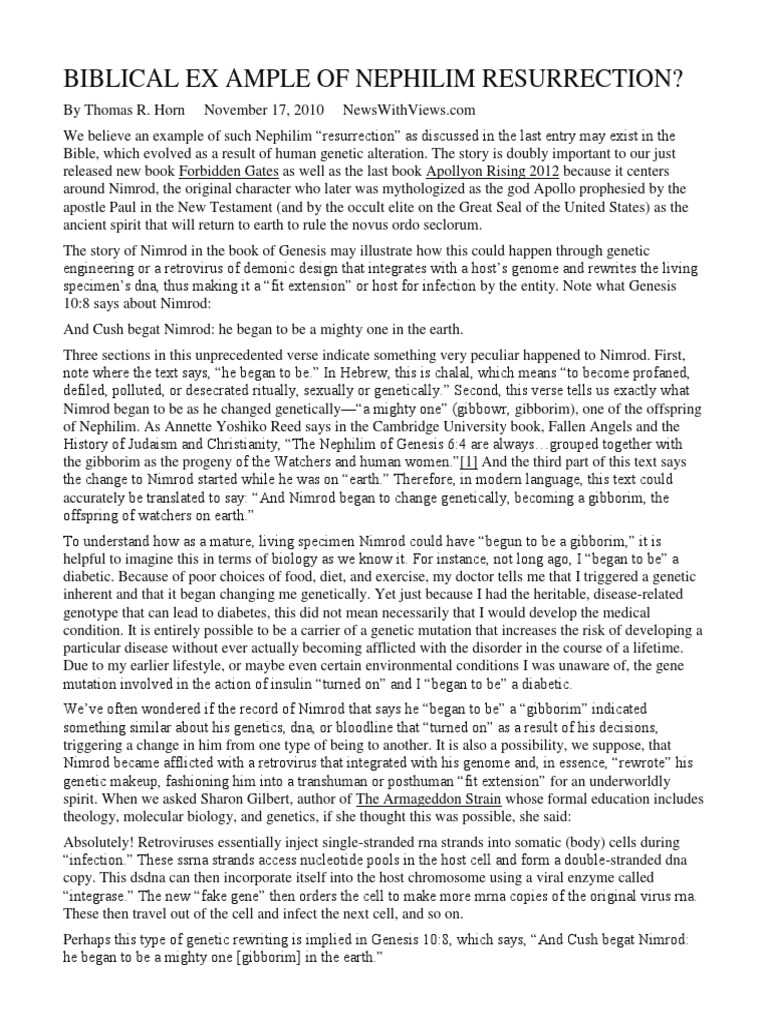 Nimrod: Nephilim Resurrection Explained | PDF | Nephilim | Genetics