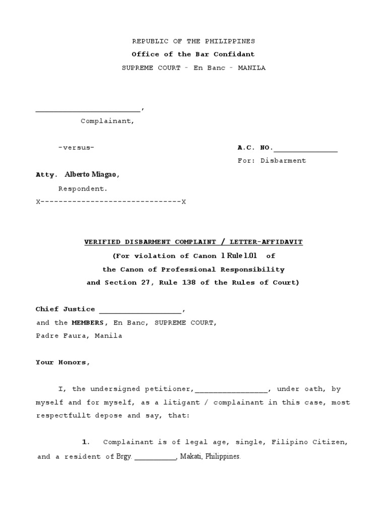 Disbarment | PDF | Complaint | Courts