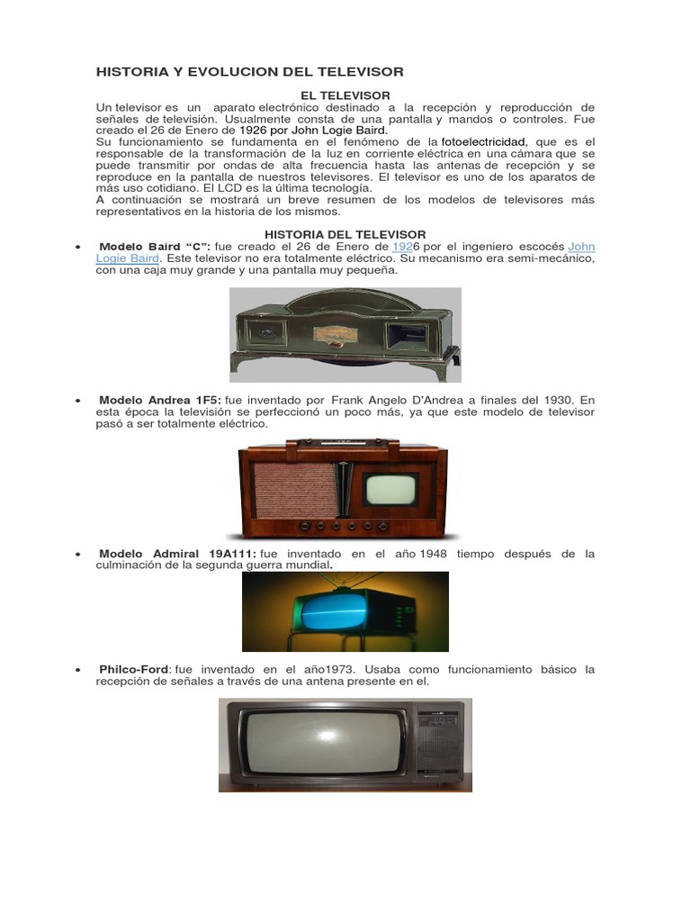 Historia y Evolucion Del Televisor | PDF | Televisión | Telefonía móvil