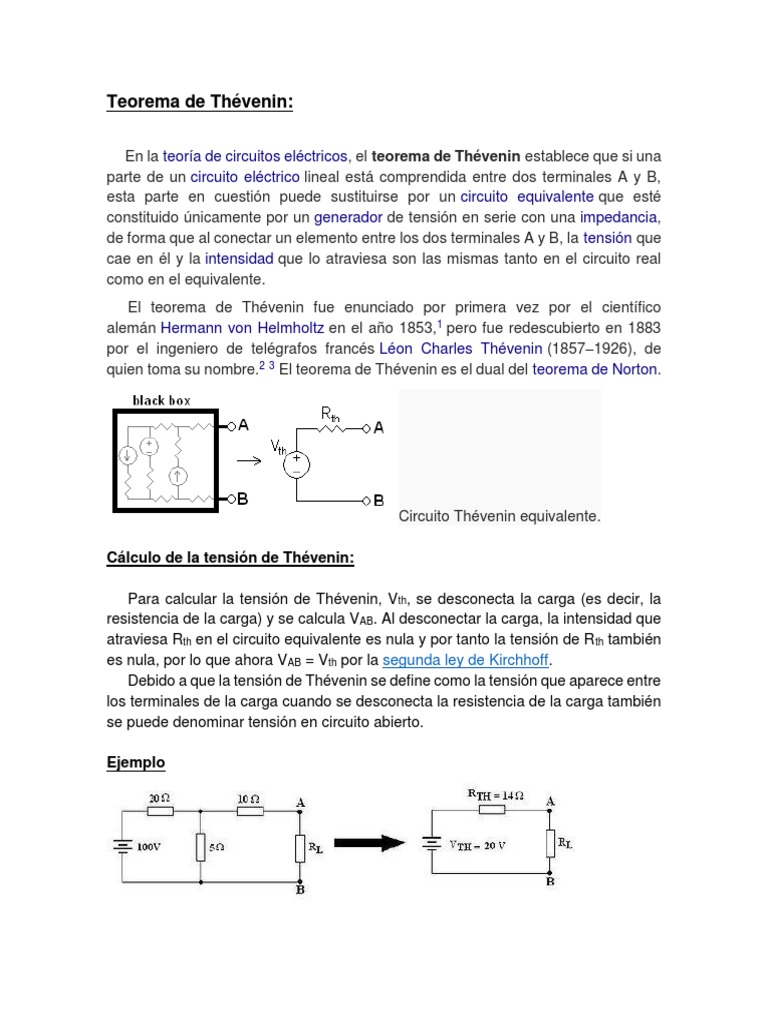 Teorema de Thévenin y su Aplicación | PDF | Fuerza | Ingenieria Eléctrica