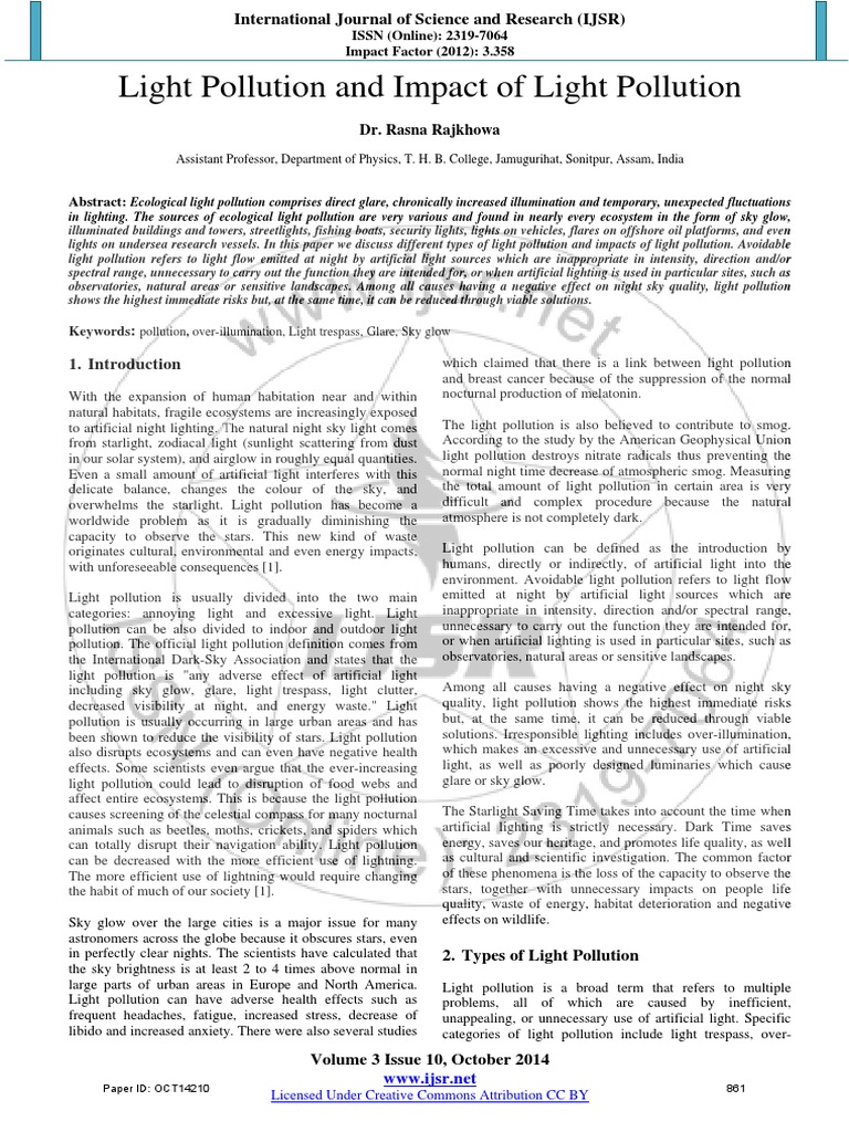 Light Pollution and Impact of Light Pollution | PDF | Lighting | Science