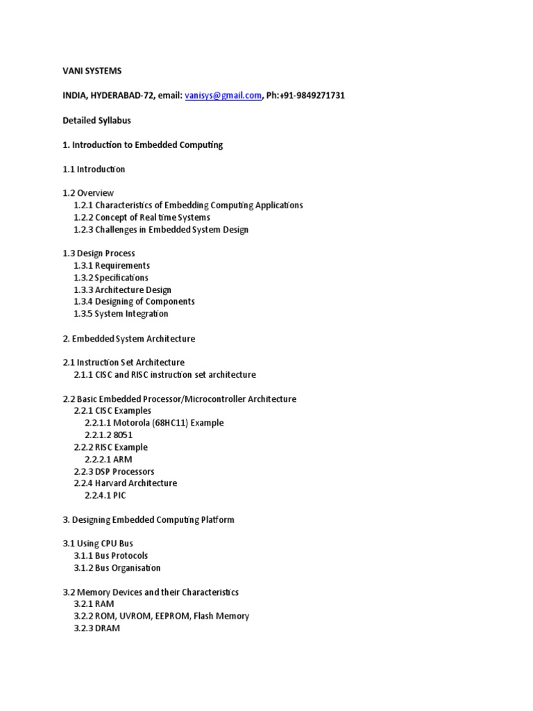 Embedded Syllabus Pdf Embedded System Operating System
