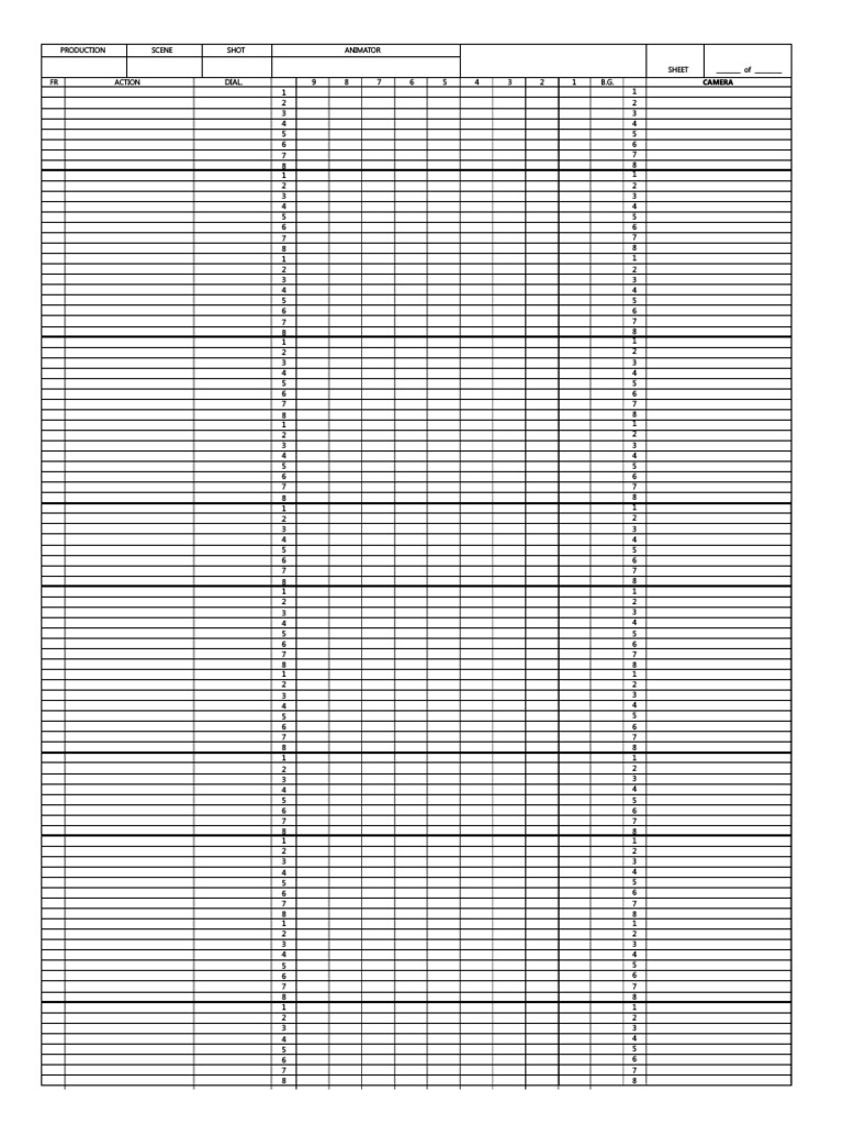 Animation X-Sheet | PDF | Animation | Leisure