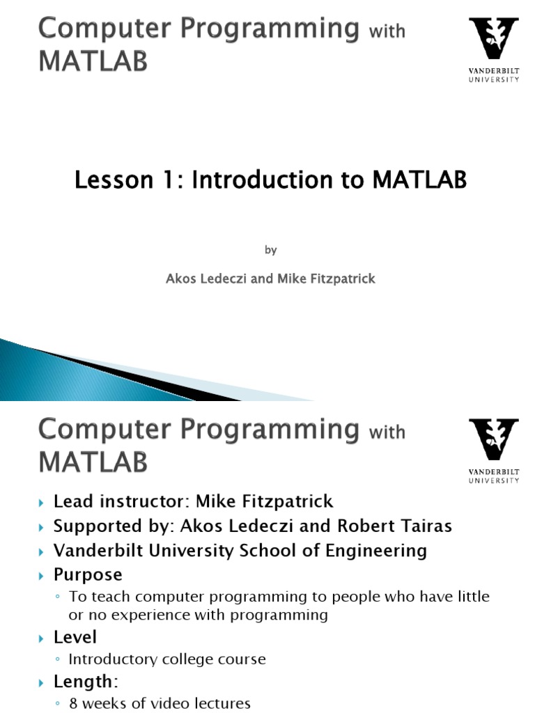Lesson 1 Introduction To Matlab Pdf Pdf