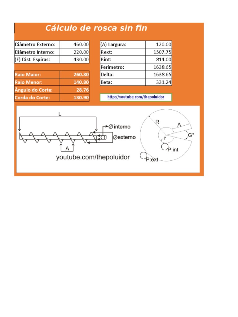 Cálculo de rosca sin fin e outras medidas | PDF