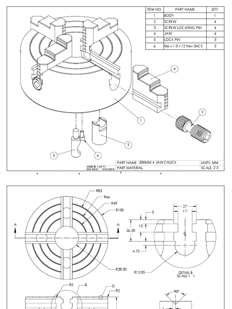 200MM 4 Jaw Chuck PDF | PDF | Metals | Mechanical Engineering