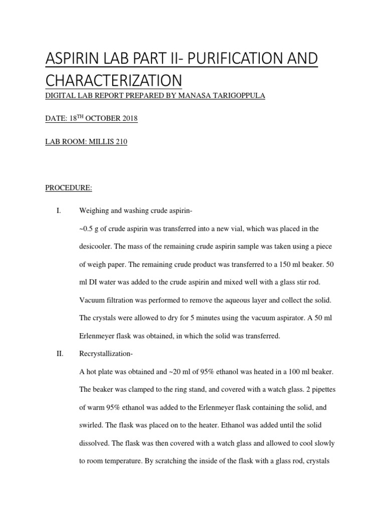 Aspirin Lab Part 2 | PDF | Titration | Chemistry