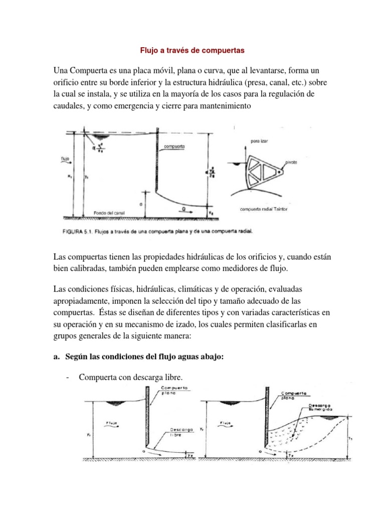 Tipos y funcionamiento de compuertas | PDF | Represa | Canal
