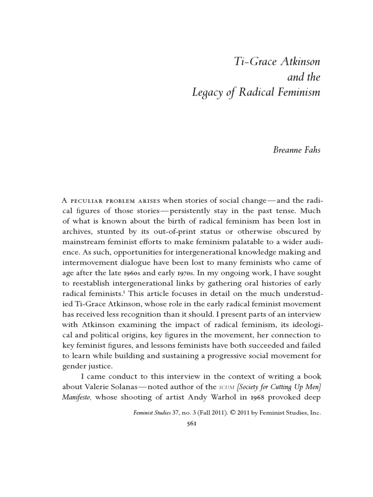 Ti-Grace Atkinson and The Legacy of Radical Feminism - Breanne Fahs ...