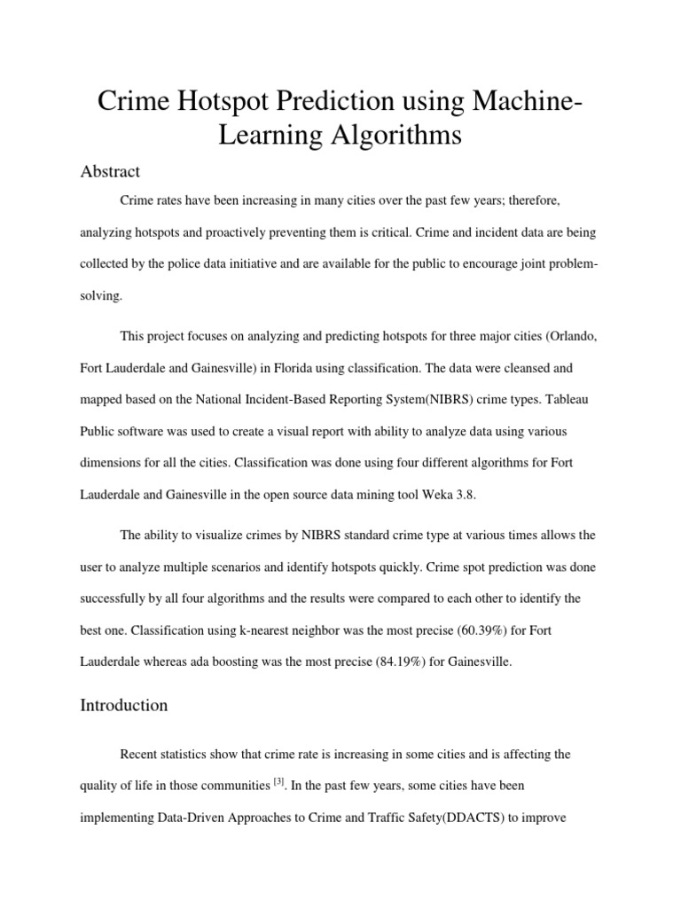 Crime Hotspot Prediction Using Machine Learning v4 | PDF | Statistical ...