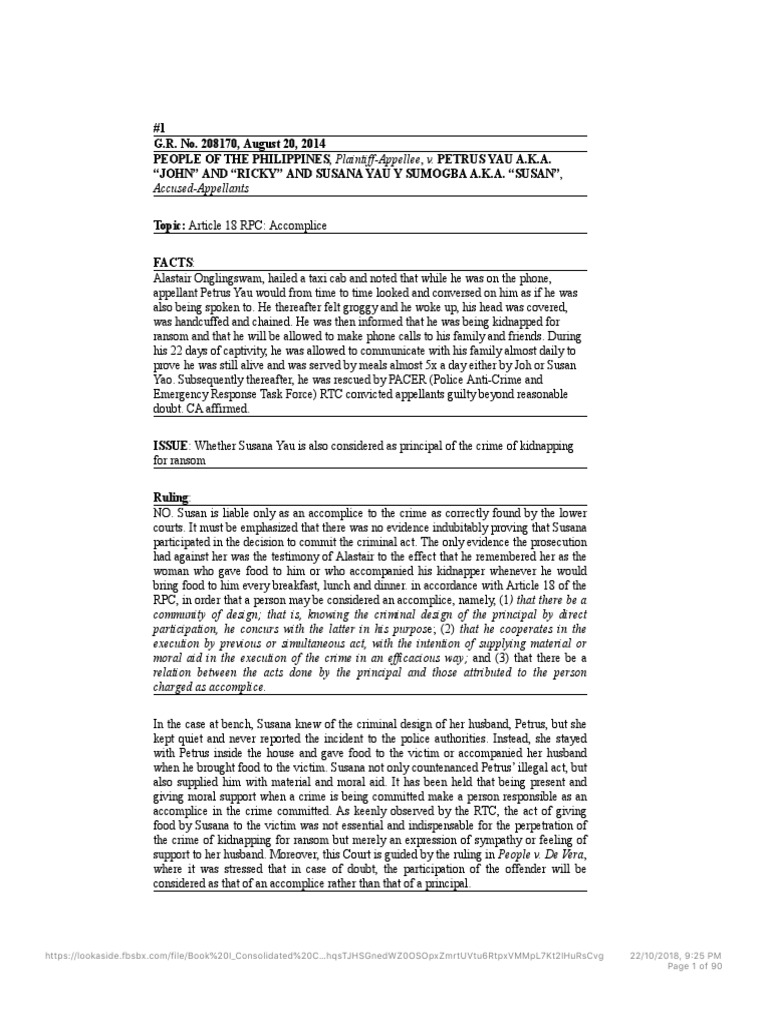 Book I Consolidated Cases Updated | PDF | Conspiracy (Criminal ...