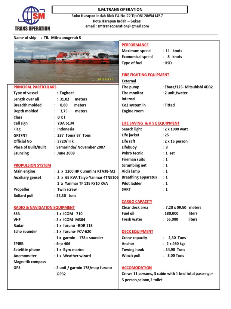 Ship Particulars TB. Ma5 | Download Free PDF | Ships | Shipping