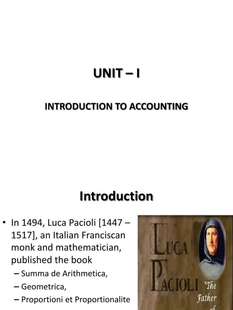 Unit - I: Introduction To Accounting | PDF | Audit | Accounting