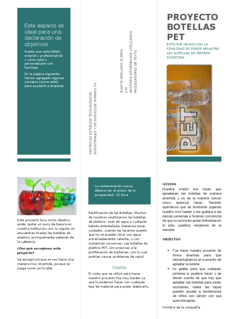 Triptico Botellas Pet (Twister) | PDF | El plastico | Naturaleza