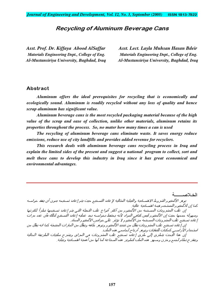 Recycling of Aluminium Beverage Cans | PDF