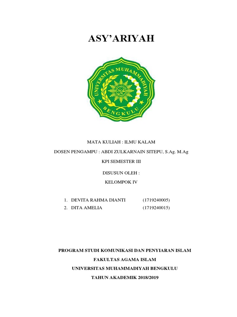Sejarah dan Tokoh Asy'ariyah | PDF