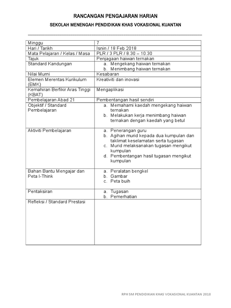Contoh RPH 2018 TERBAIK 2003 | PDF