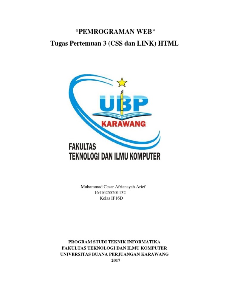 Pemrograman Web - Tugas Pertemuan 3 (Css Dan Link) HTML | PDF