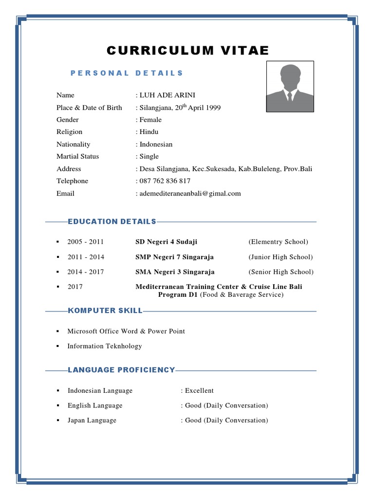 Curriculum Vitae: Personal Details | PDF
