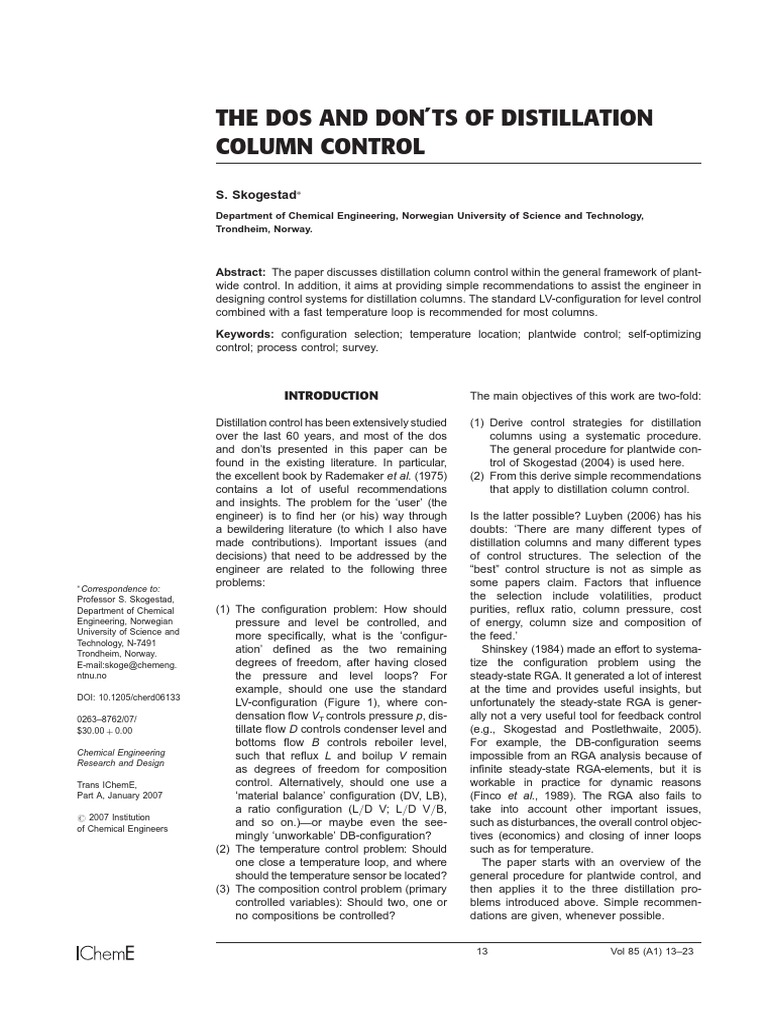 DOs and DONts of Control | PDF | Mathematical Optimization | Distillation