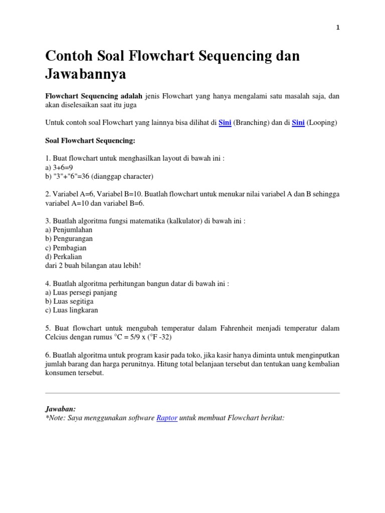 Contoh Soal Flowchart Sequencing Dan Jawabannya-Buat Kelas 2A Dan 2 B ...