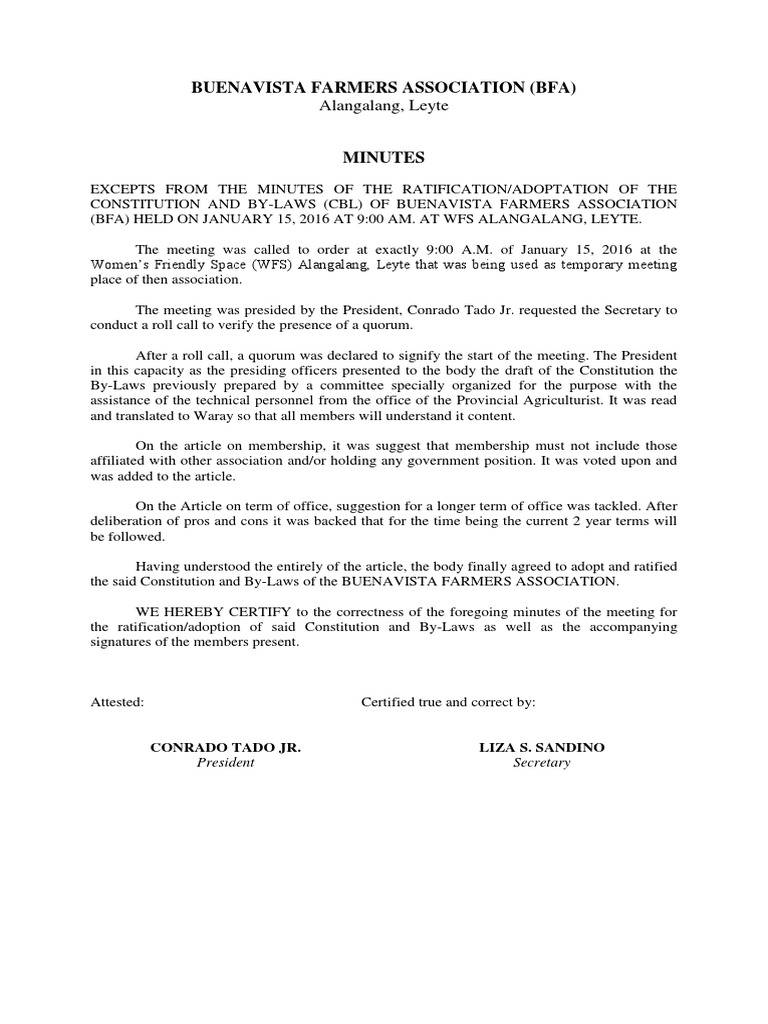 Buenavista Farmers Association | Quorum | United Nations General Assembly