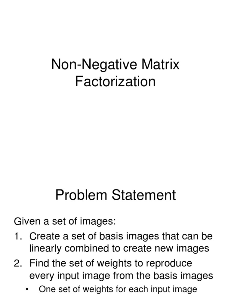 Non-Negative Matrix Factorization | PDF | Principal Component Analysis | Basis (Linear Algebra)