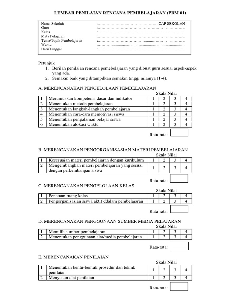 Contoh Penilaian Supervisi | PDF