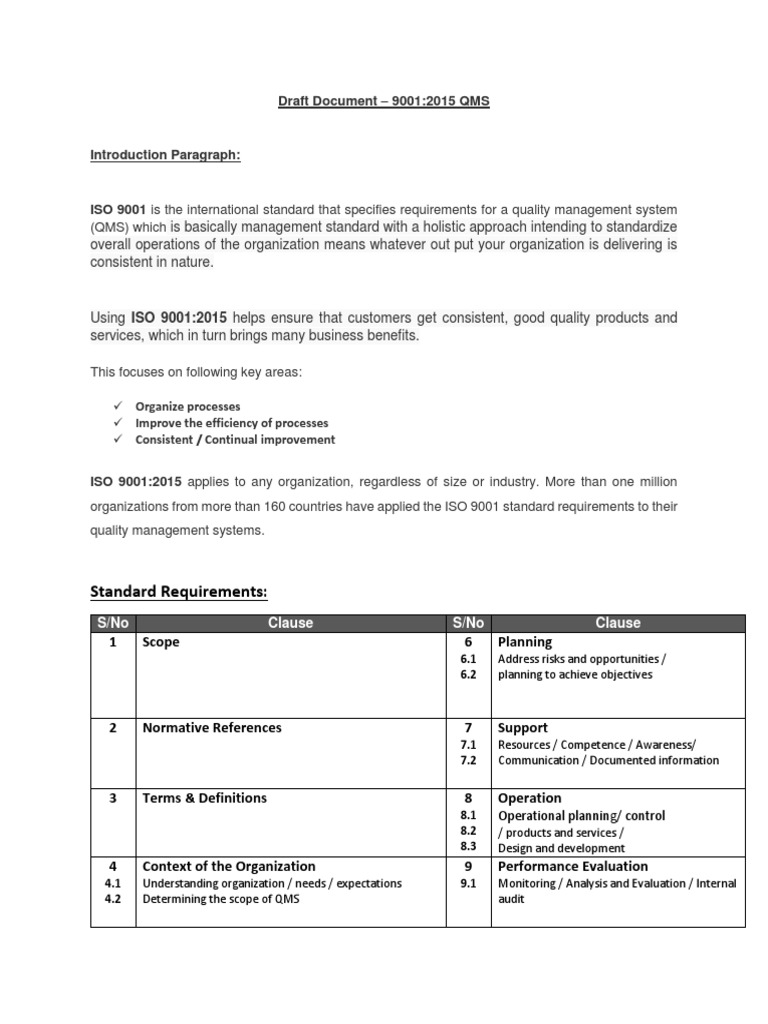 Draft - Iso 9001-2015 Qms | PDF | Iso 9000 | Quality Management System