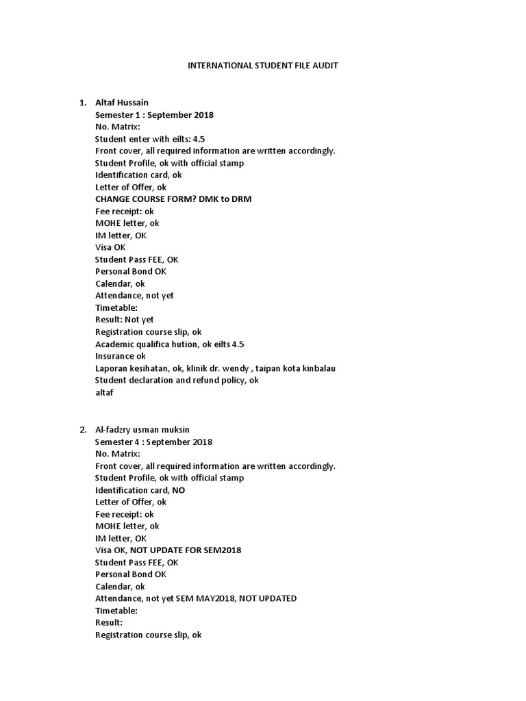 International Student File Audit | Download Free PDF | Academia | Document