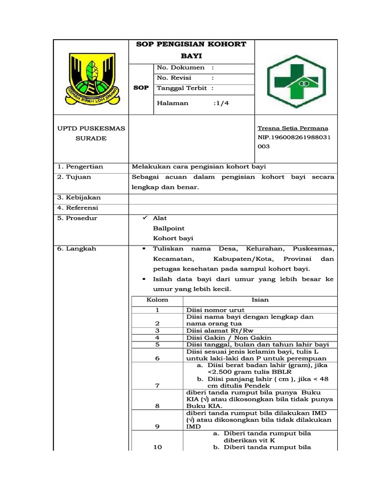 SOP Kohort Bayi | PDF